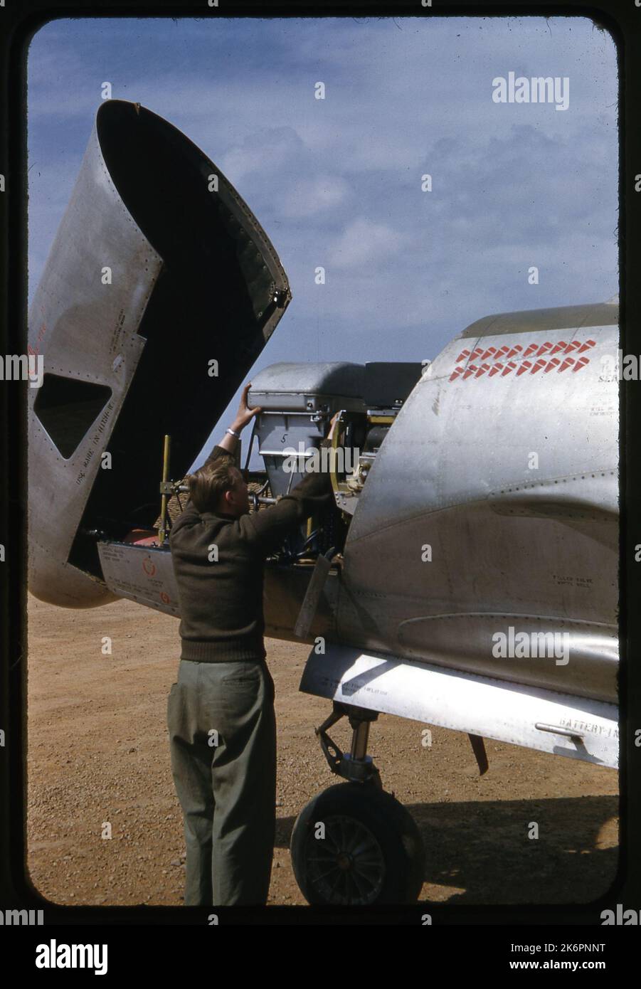 One-half left rear view of the nose of a Lockheed RF-80 Shooting Star ...