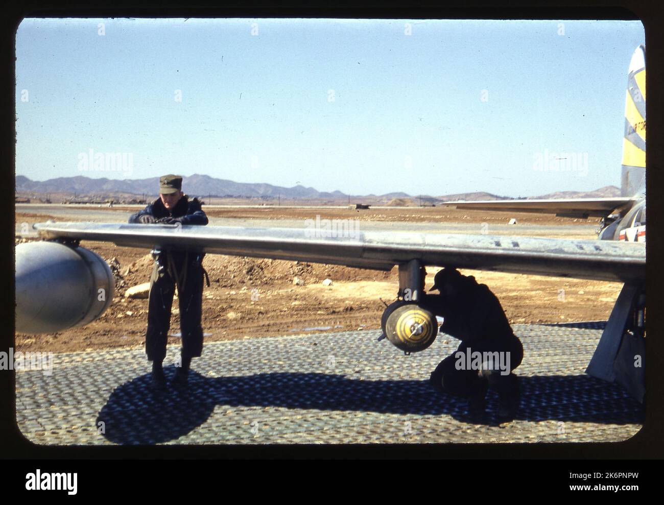Front view of the right wing of a Lockheed F-80 Shooting Star bearing ...