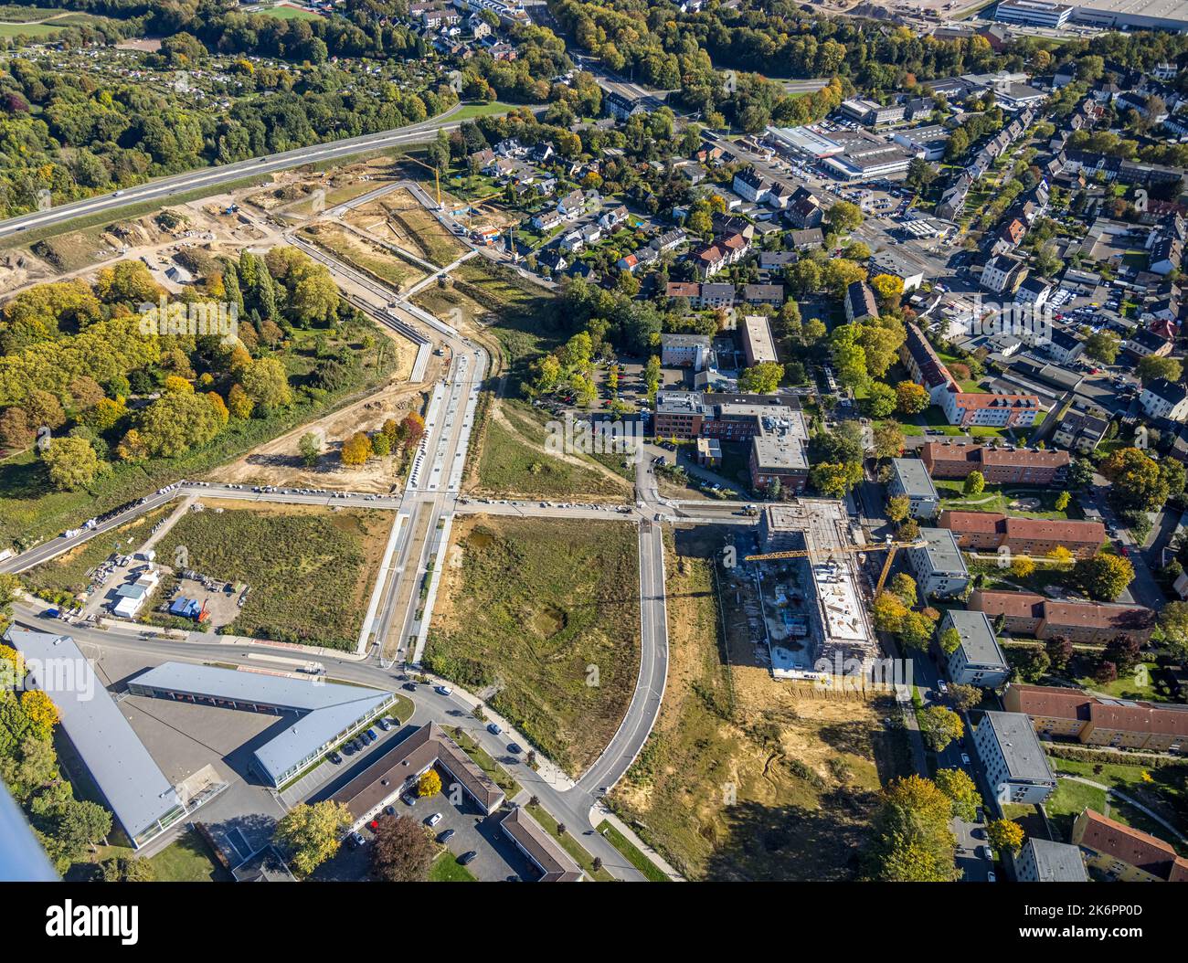 Aerial view, Ostpark Quartier Feldmark, construction site with new ...