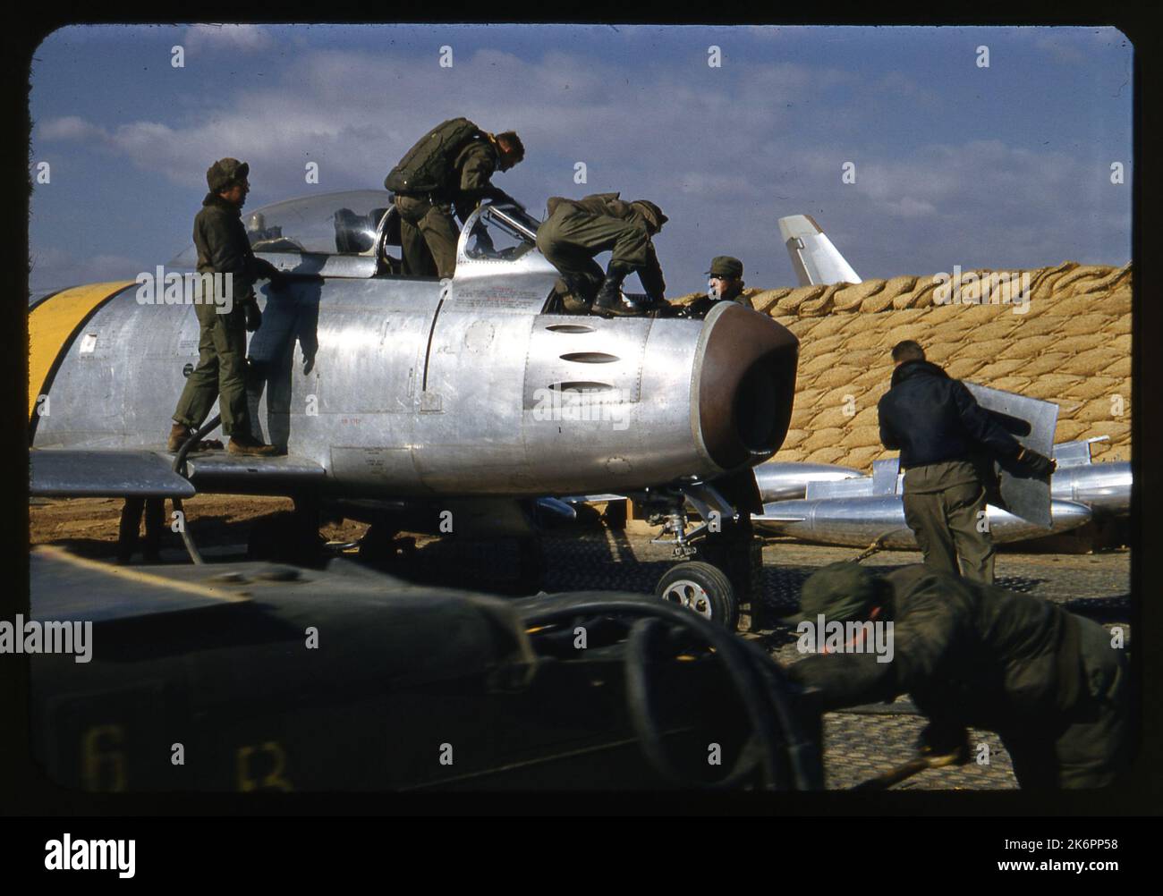 Right side view of the front of a North American F-86 Sabre. Two ...