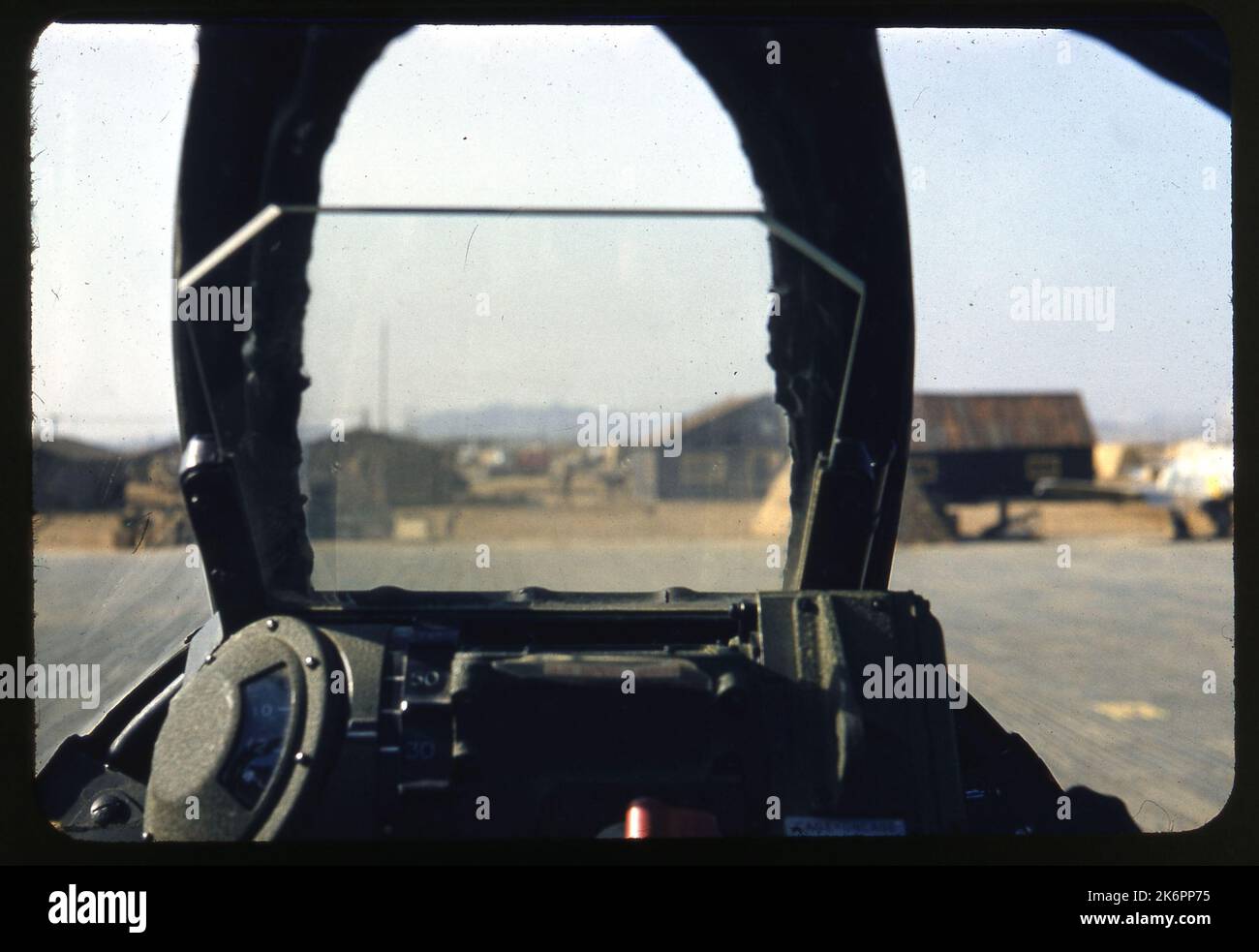 Inside the cockpit of a North American F-86 Sabre facing forward out ...