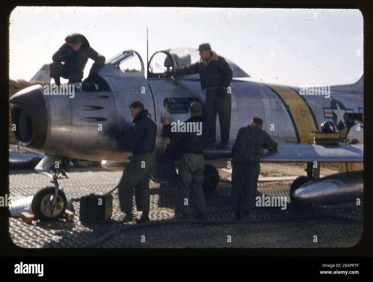 Left side view of a North American F-86E Sabre, "Miss B" (s/n 50-602; c ...