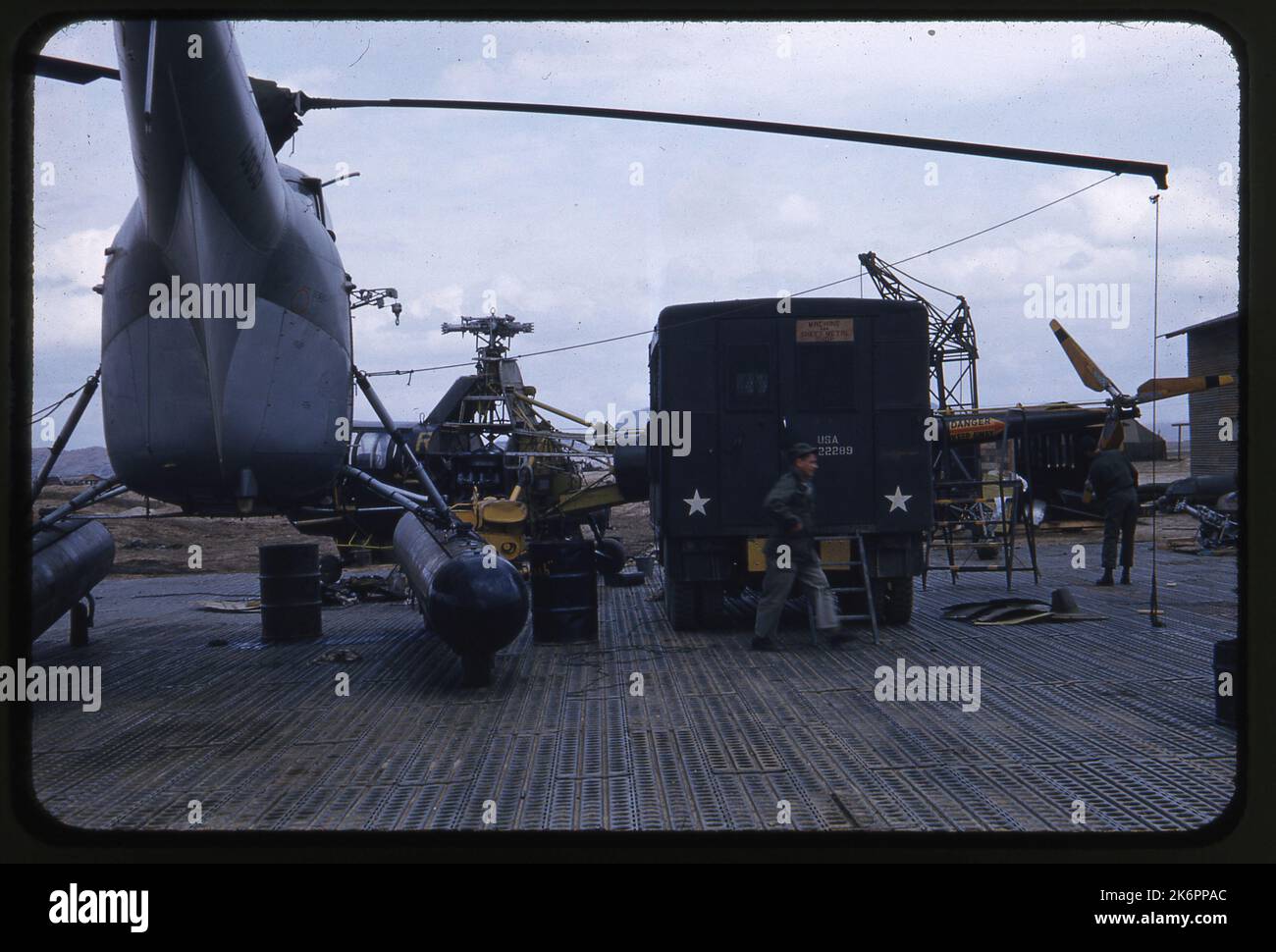 Rear view of a Sikorsky H-19 Chickasaw. Also pictured is a the Sikorsky ...