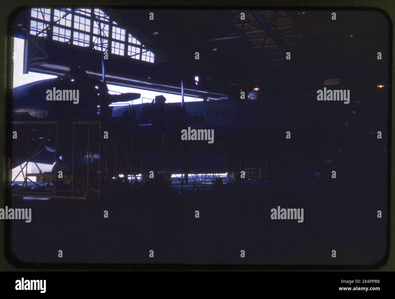 Three-quarter right front view of a Boeing B-29 Superfortress inside a ...