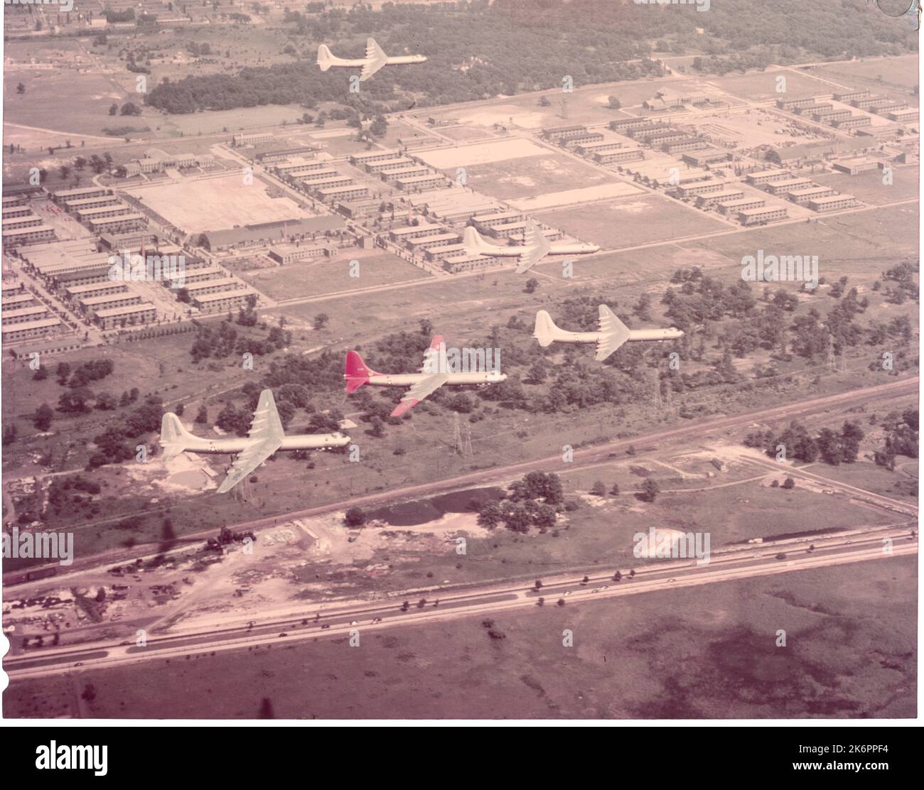 Consolidated Vultee B-36 Formation Over Fort Sheridan, Illinois During ...