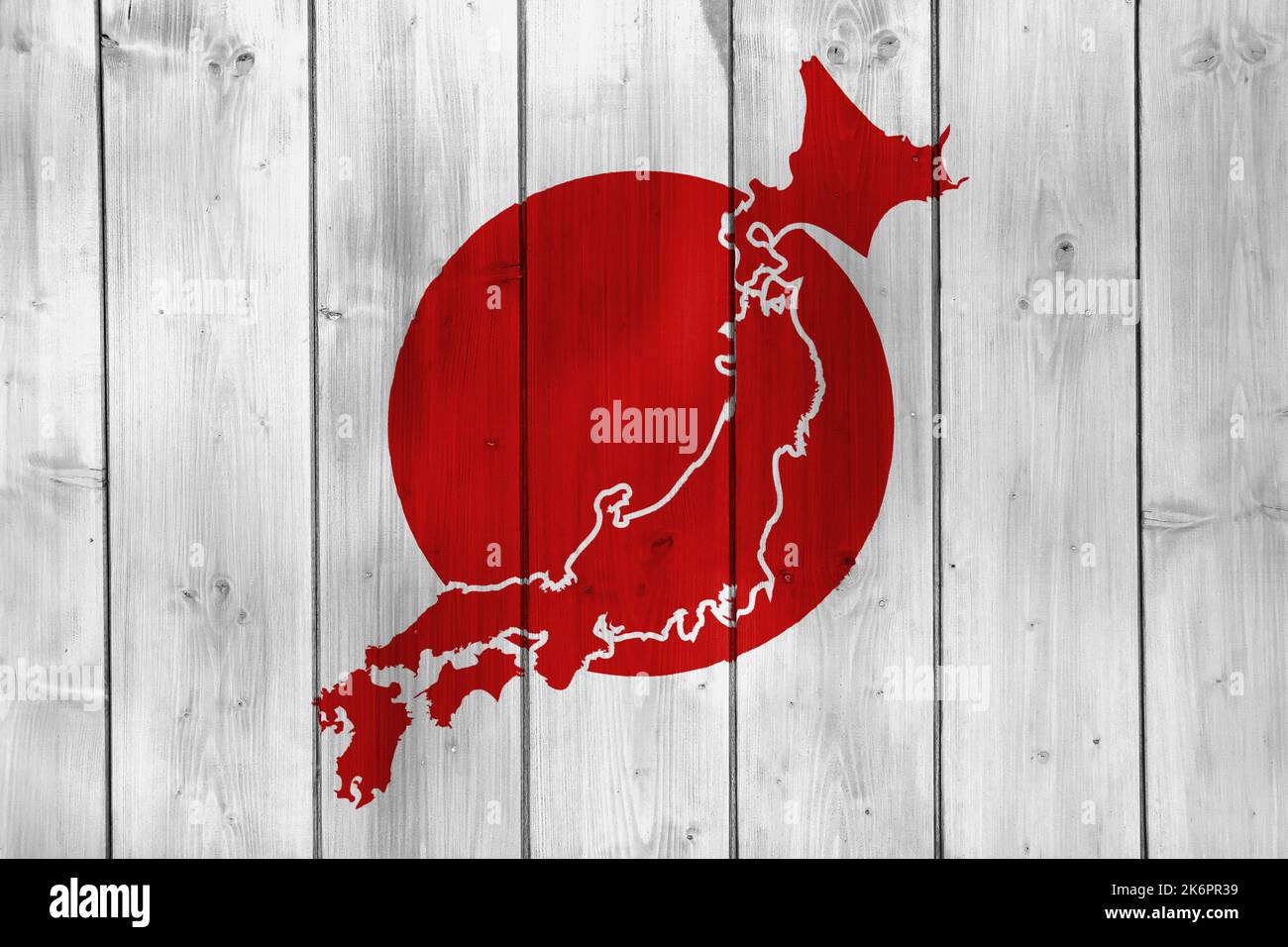 Flag of Japan and contour map of the country on the texture. Collage ...
