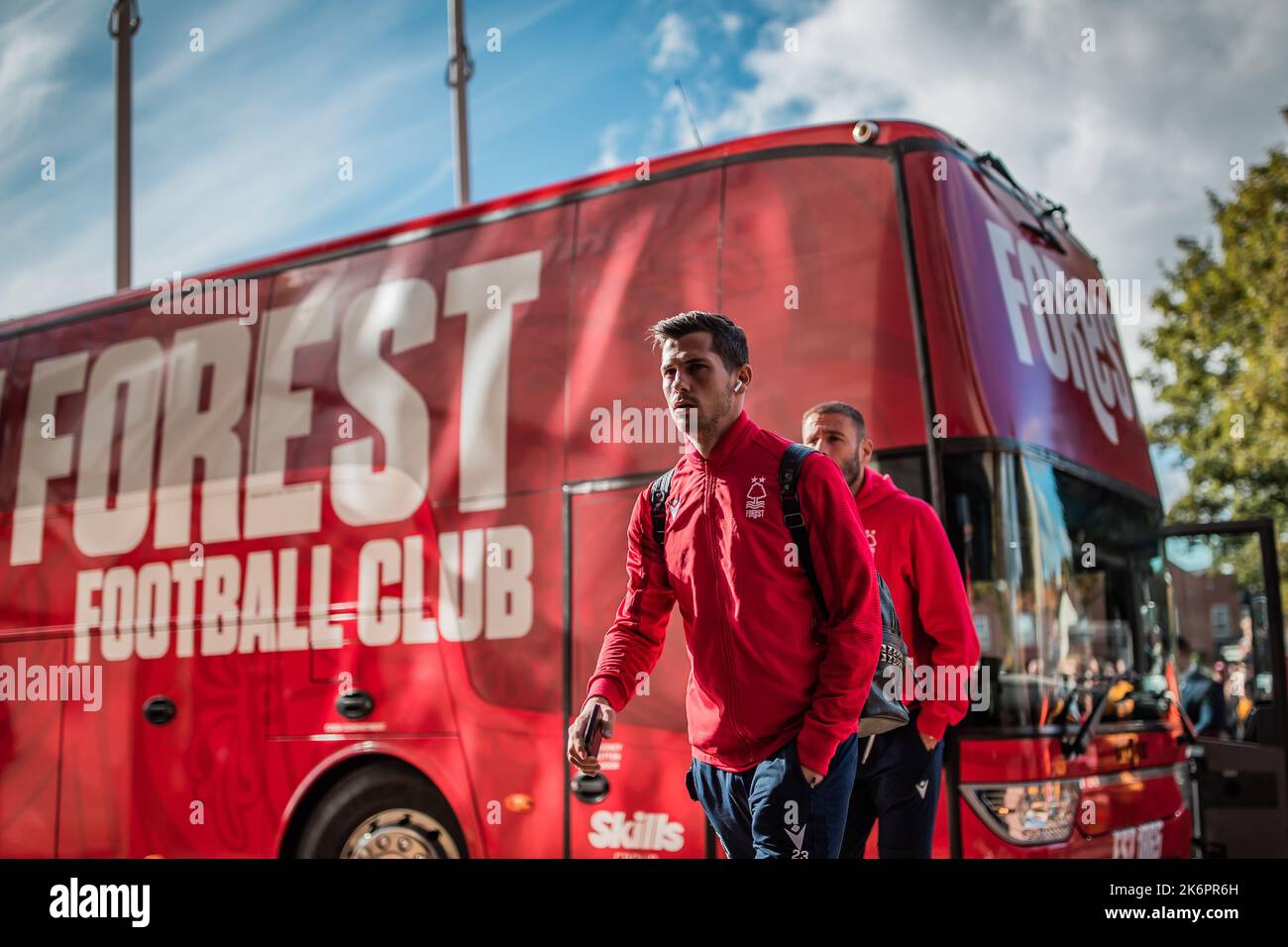 Remo Freuler #24 of Nottingham Forest arrives before the Premier League ...