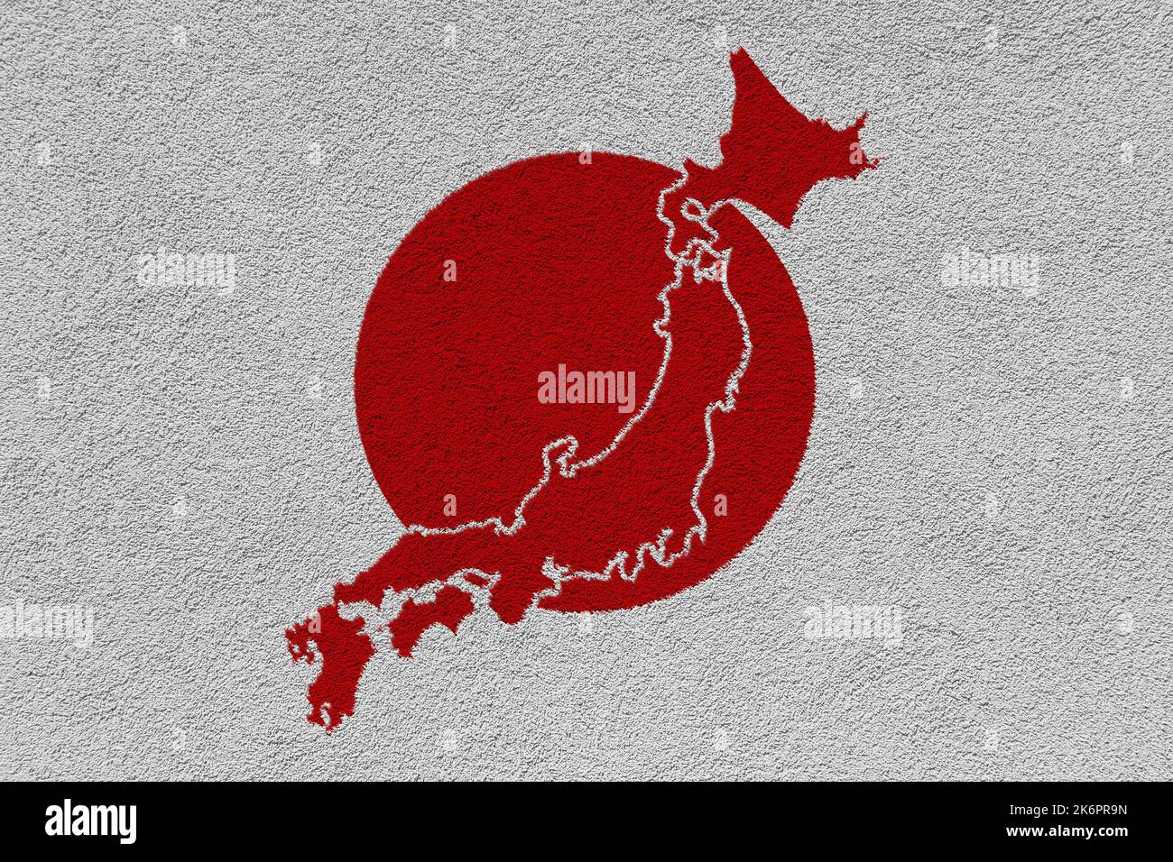 Flag of Japan and contour map of the country on the texture. Collage ...