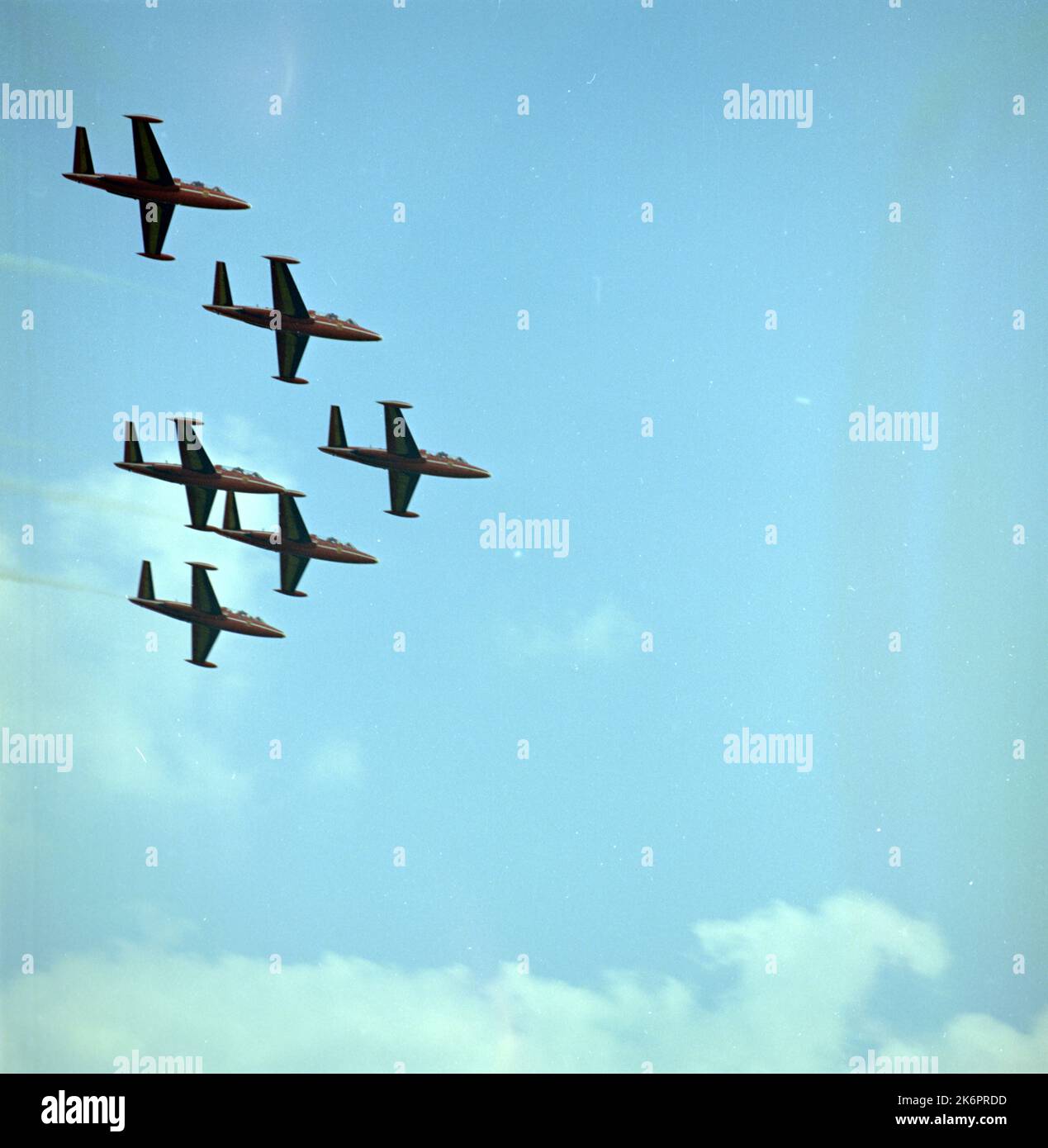 Low Angle View of the English Red Arrow Demonstration Team in Flight ...