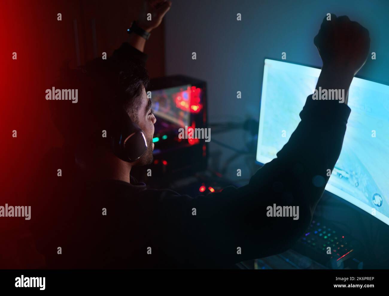 To the victor, goes the spoils. an unrecognizable male gamer playing ...