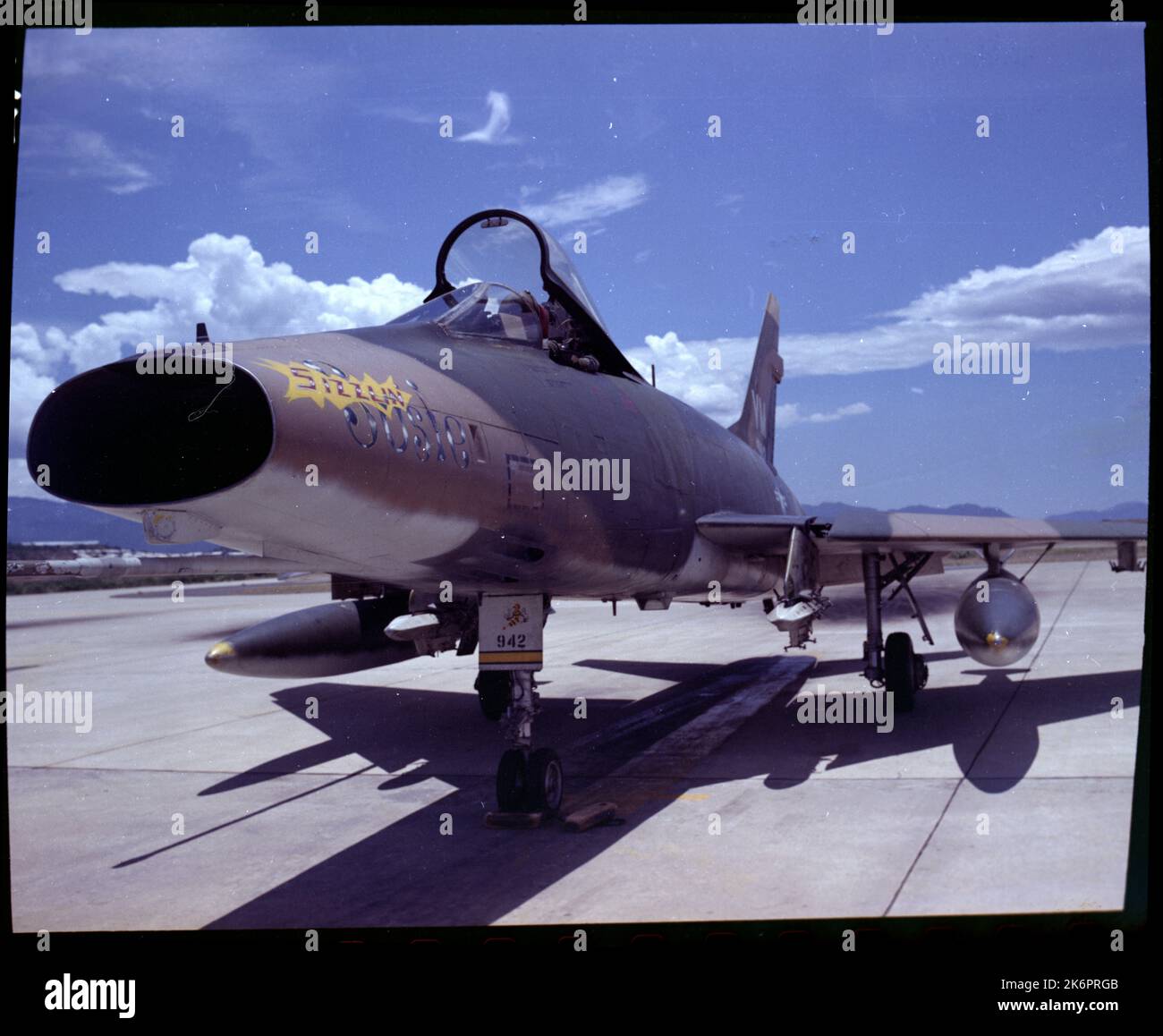 Low Angle Front View of a U.S. Air Force F-100 Nicknamed "Sizzlin Susie ...