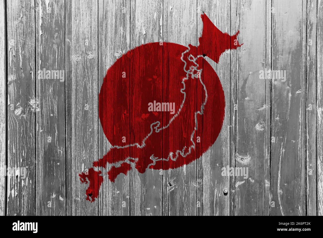 Flag of Japan and contour map of the country on the texture. Collage ...