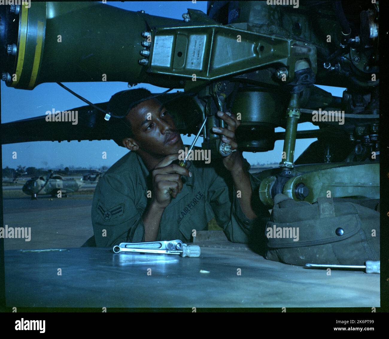 U.S. Air Force HH-53 Rescue Helicopter Maintenance at Udorn Air Base ...