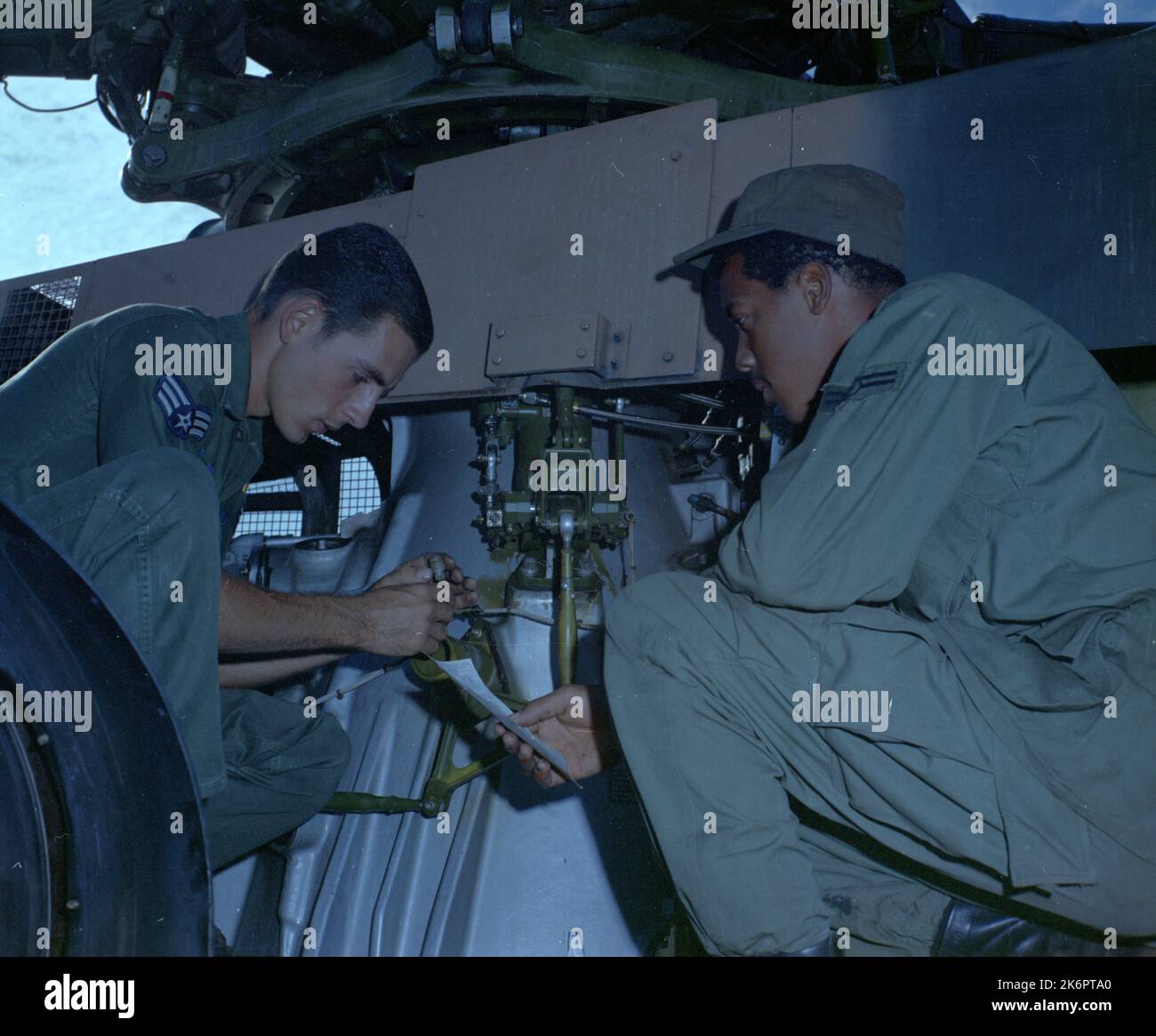 U.S. Air Force HH-53 Rescue Helicopter Maintenance at Udorn Air Base ...
