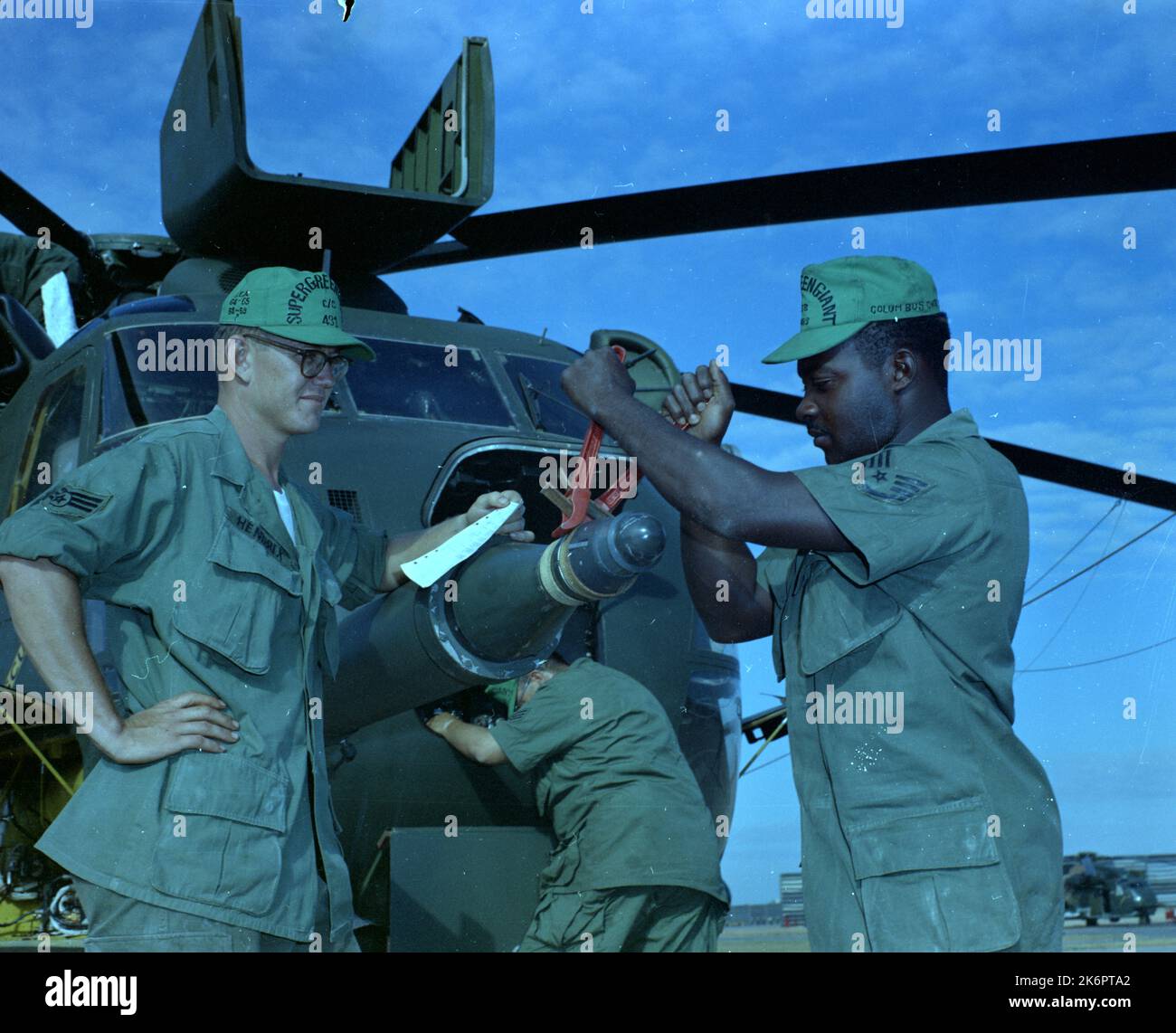 U.S. Air Force HH-53 Rescue Helicopter Maintenance at Udorn Air Base ...