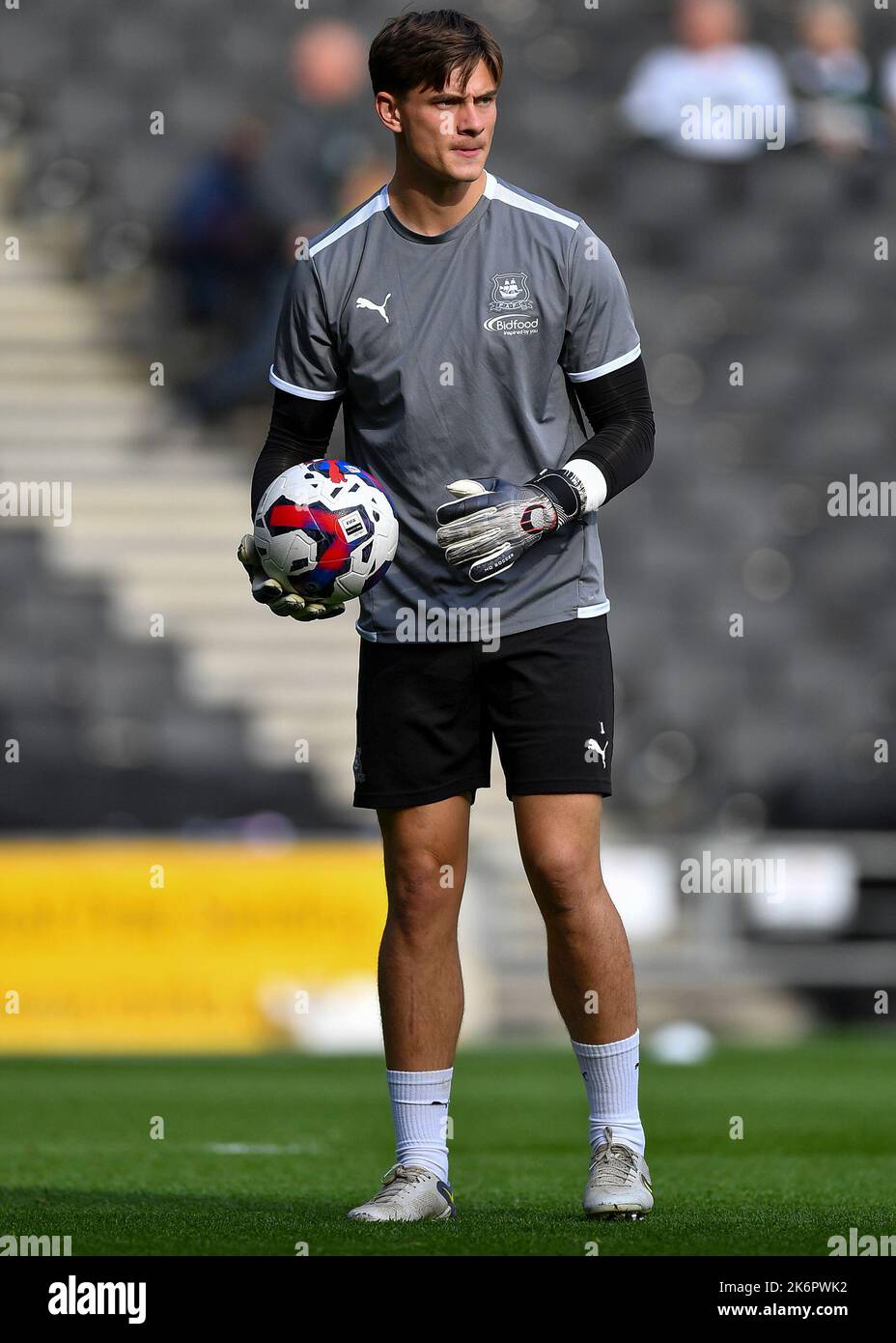 Plymouth Argyle goalkeeper Michael Cooper (1) warming up during the Sky ...