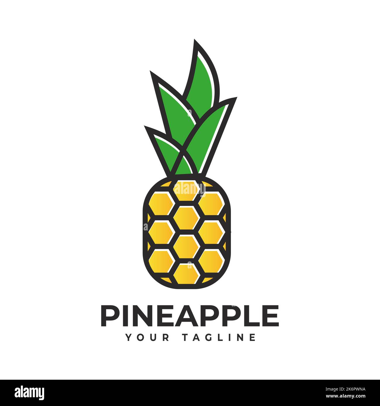 Creative vector illustration of a hexagon pineapple logo. Summer fruit ...