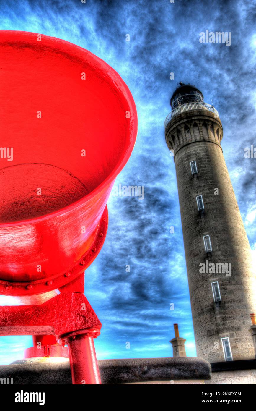 Peninsula of Ardamurchan, Scotland. Artistic close up view a foghorn at ...