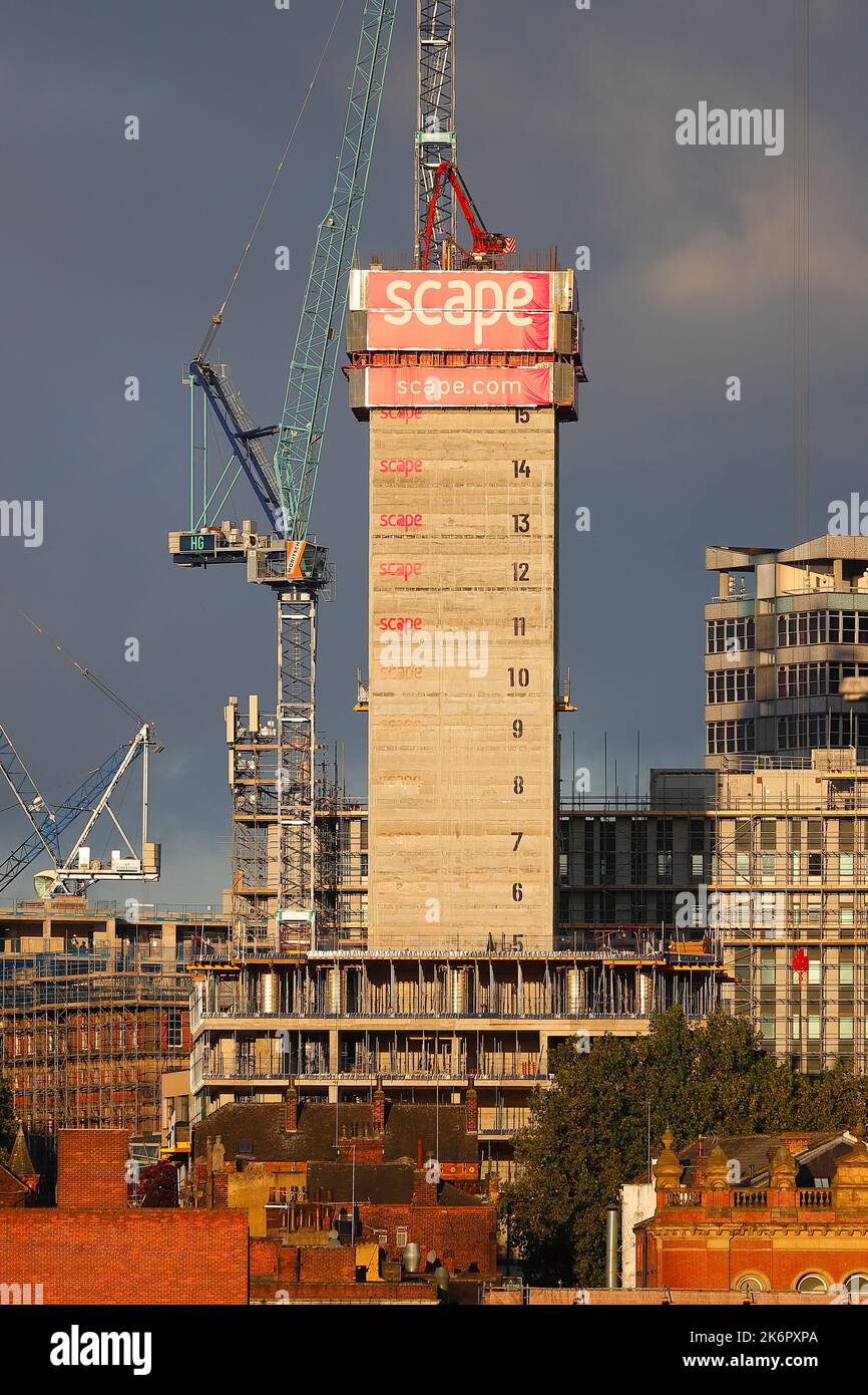Construction work on a new tall building on 44 Merrion Street in Leeds ...