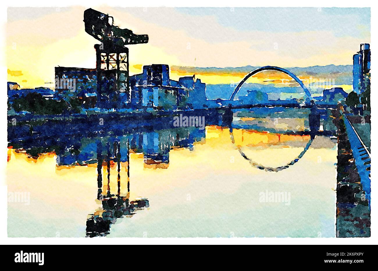 Clydeport Crane at Finnieston next to the Clyde Arc and Bells Bridge in ...