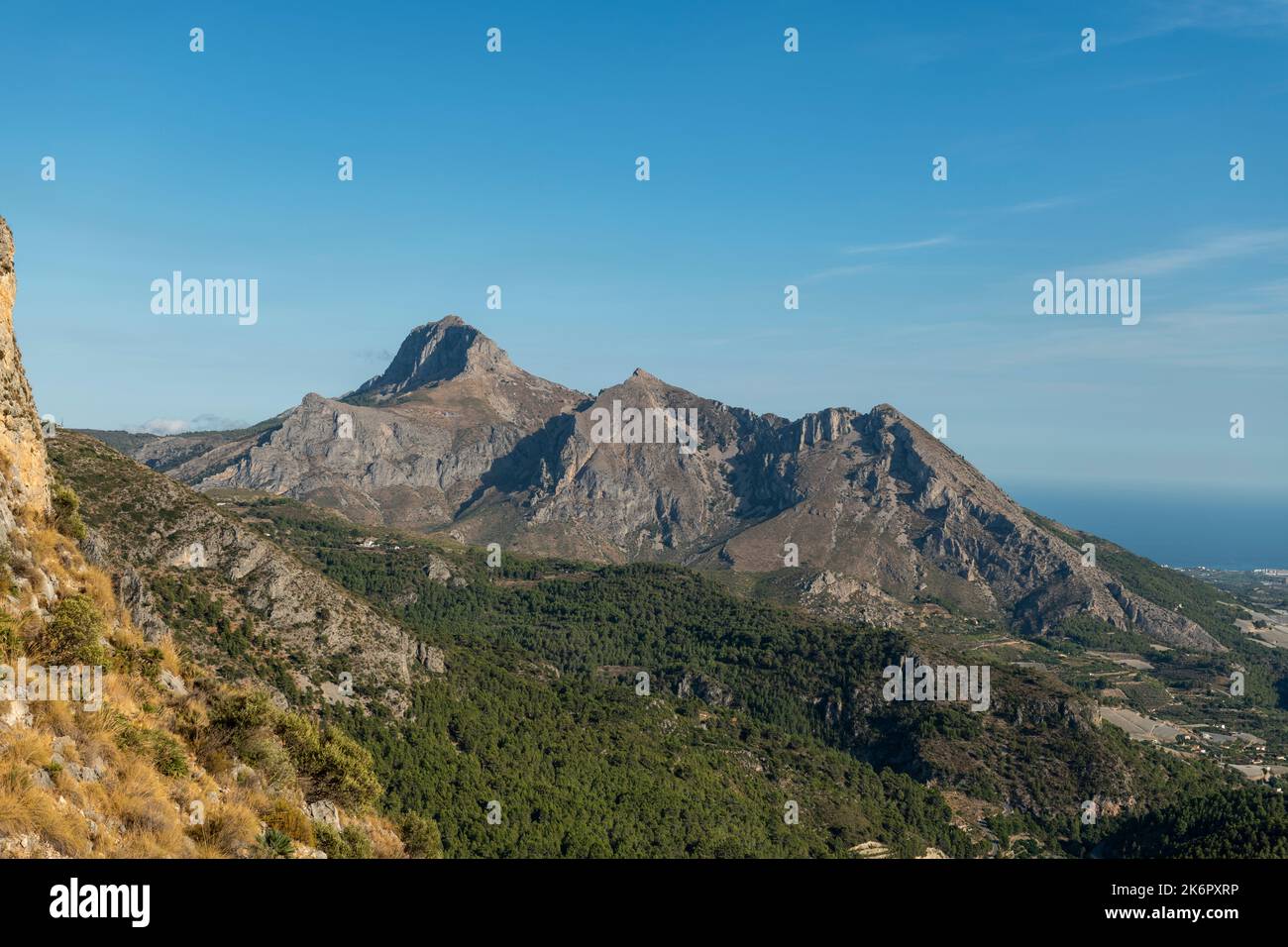 Sierra de Bernia y Ferrer mountains and Mediterranean pine forest from ...