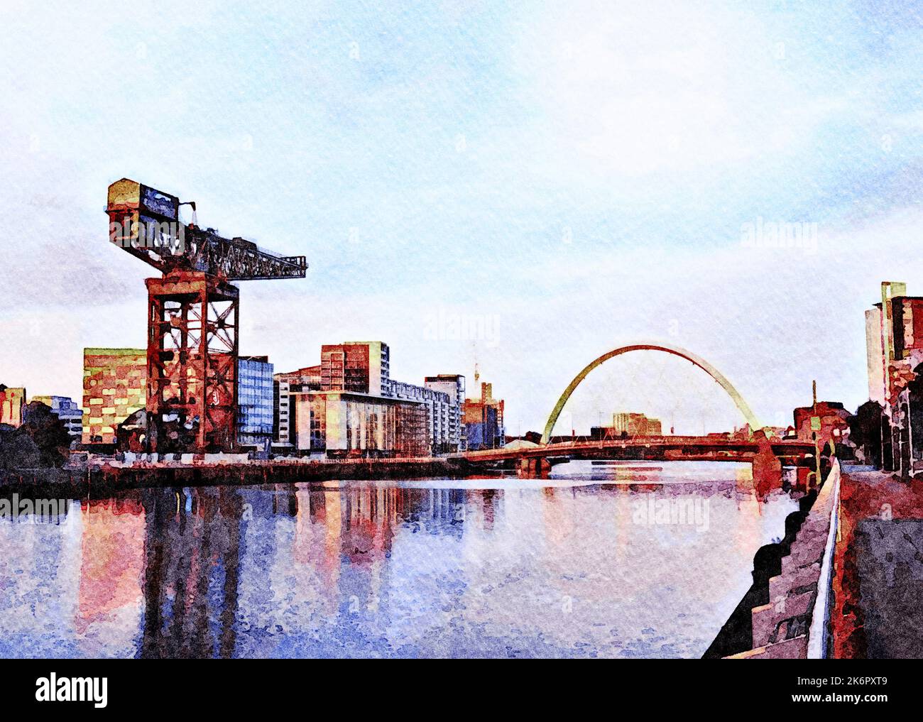 Clydeport Crane at Finnieston next to the Clyde Arc and Bells Bridge in ...