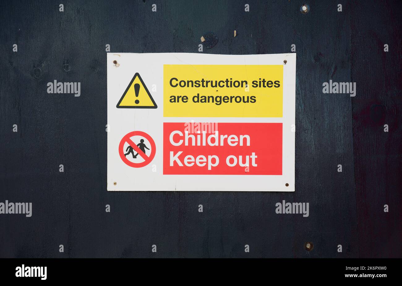 Children keep out sign at construction building site safety sign Stock ...