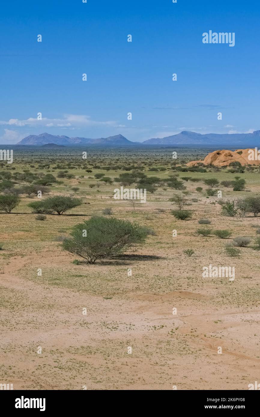 Namibian the big rocks of Spitzkoppe in Damaraland, landscape with a ...