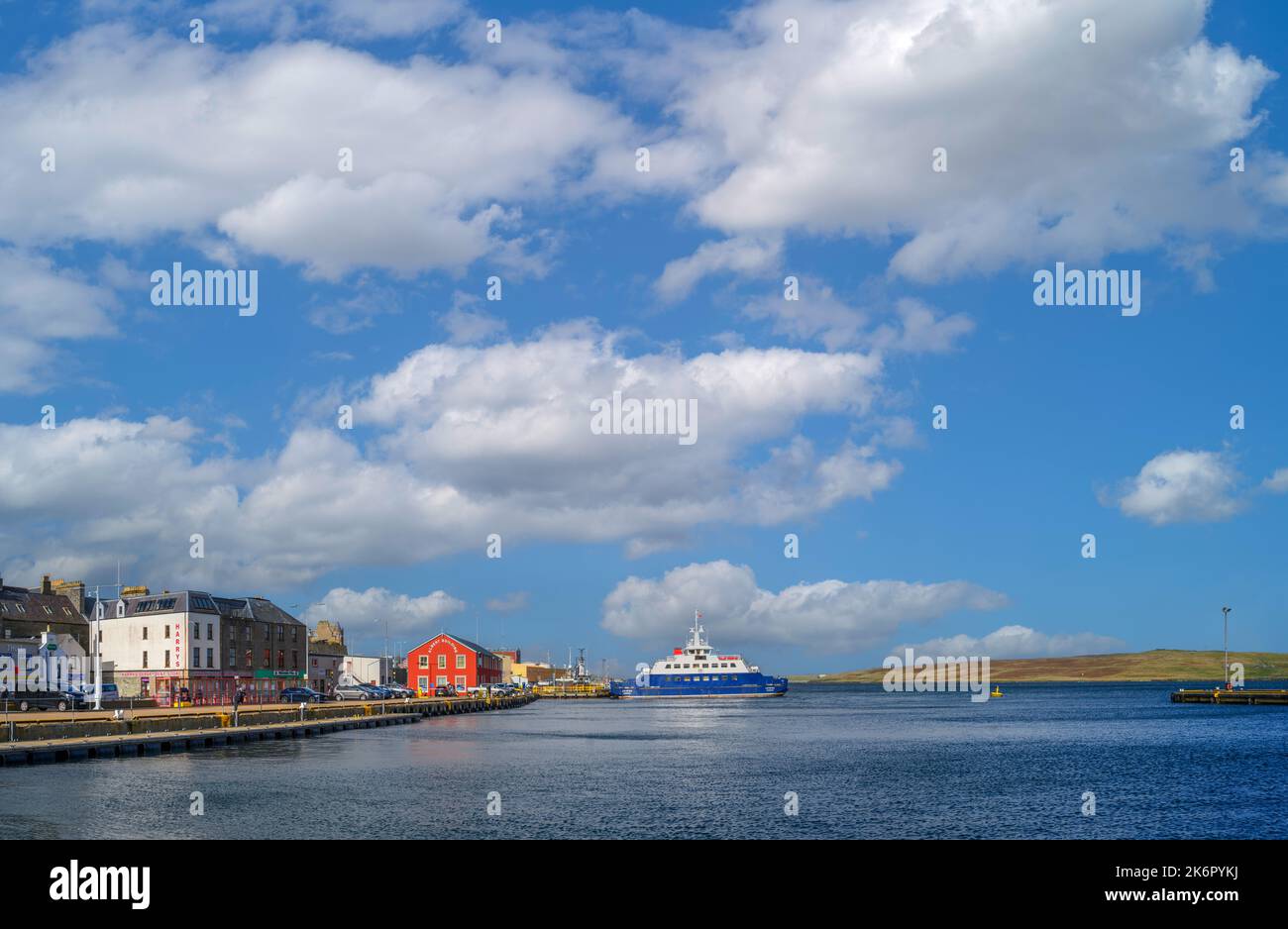 The harbour and seafront in Lerwick, Mainland, Shetland, Scotland, UK ...
