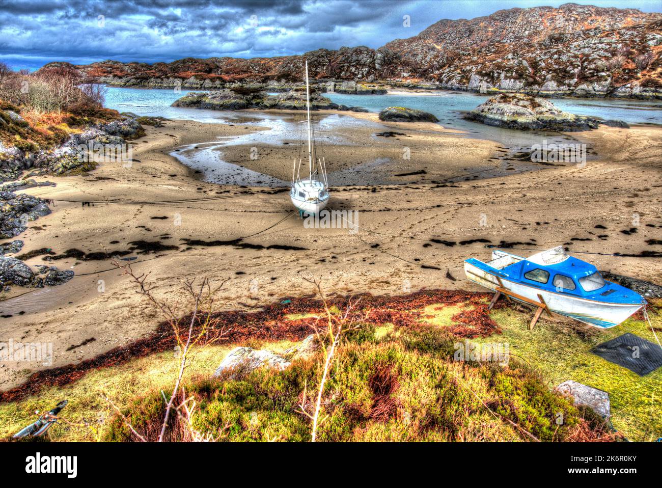 Peninsula of Ardamurchan, Scotland. Artistic view of Ardtoe Beach Loch ...