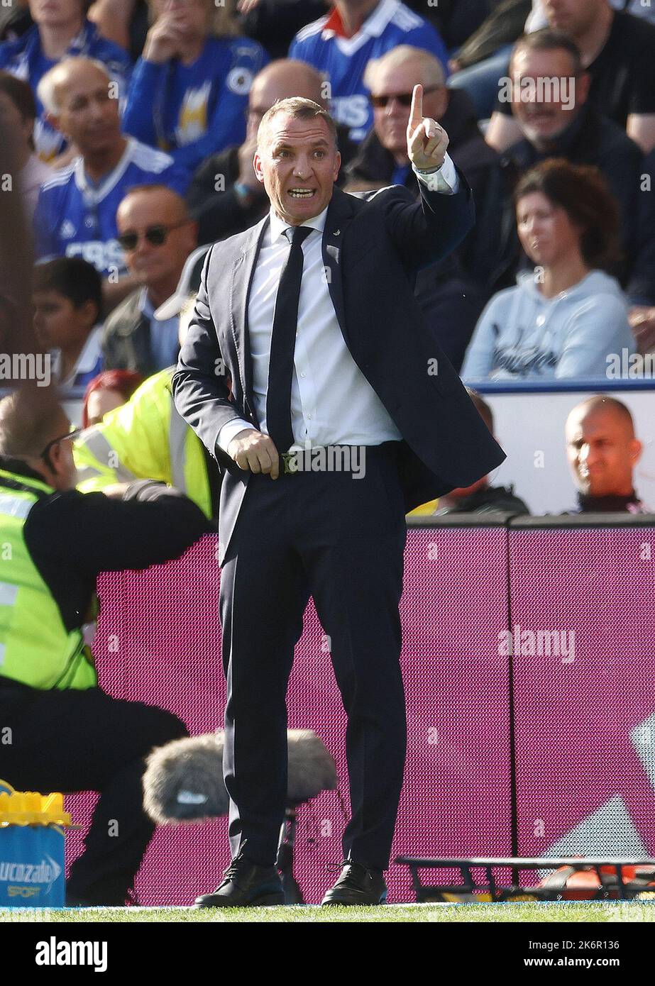 Leicester, UK. 15th October 2022. Brendan Rodgers manager of Leicester ...