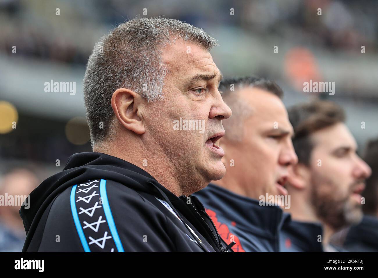 Shaun Wane Head Coach of England sings ‘God save the King’ during the ...