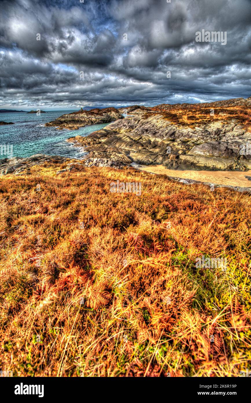 Peninsula of Ardamurchan, Scotland. Artistic view of Ardtoe Beach Loch ...