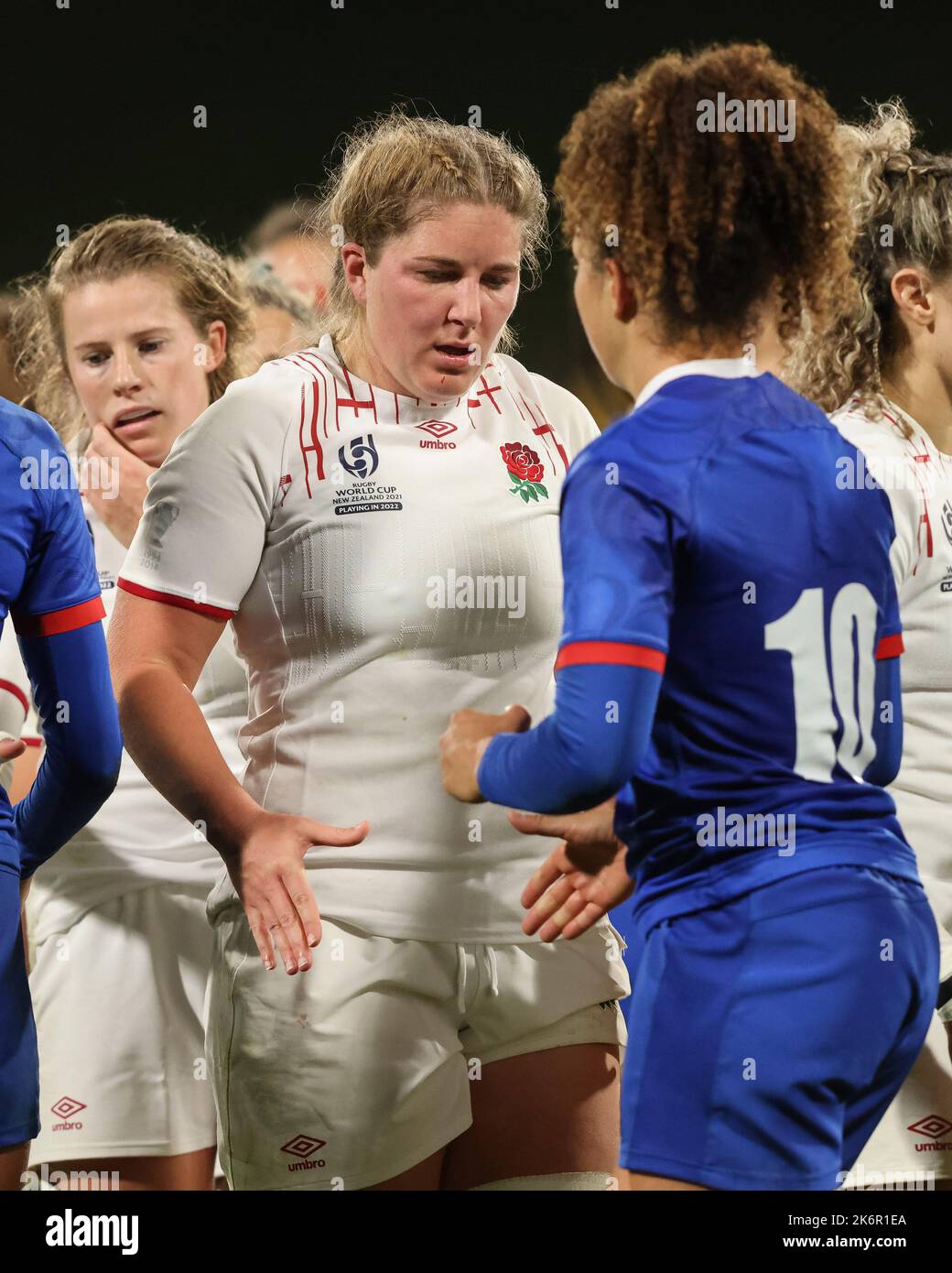 Poppy Cleall of England shaking hand of France player during the Women ...