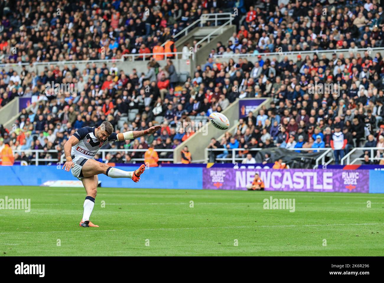 Tommy Makinson of England converts for a goal during the Rugby League ...