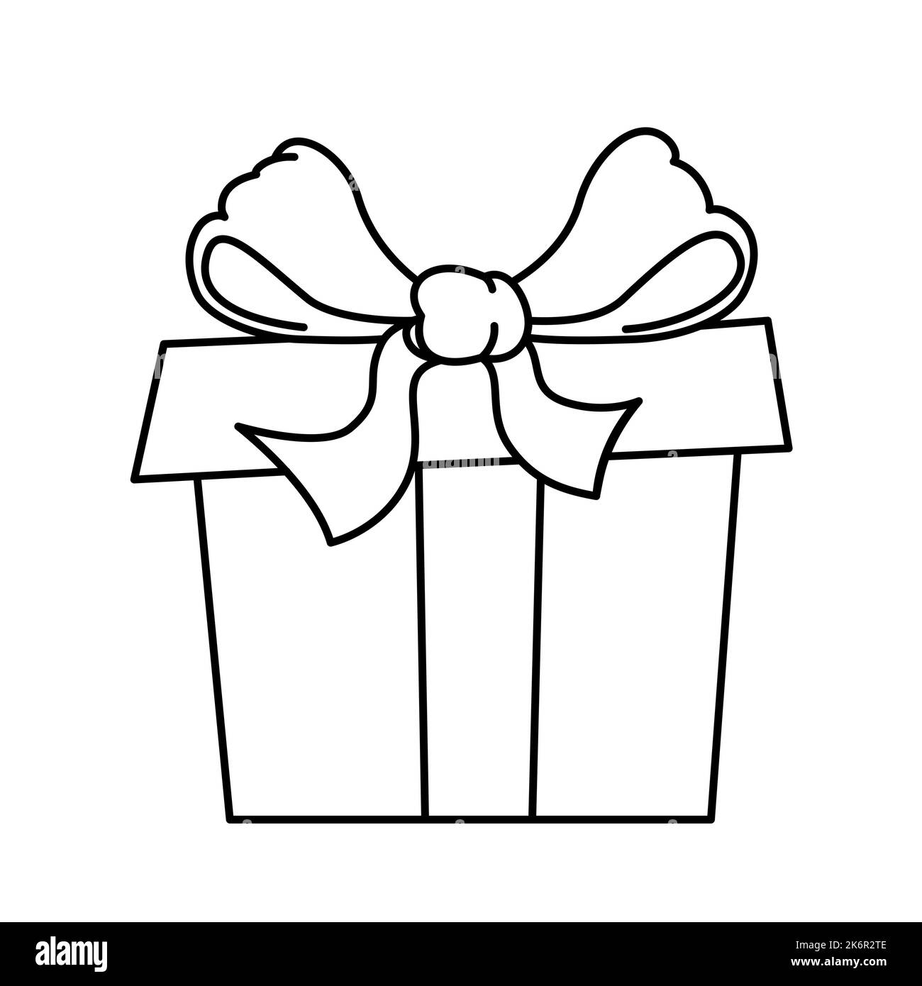 Gift box outline flat Black and White Stock Photos & Images - Alamy
