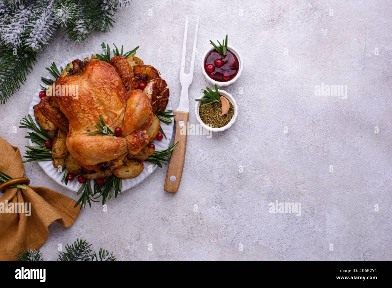 Christmas baked chicken for festive dinner Stock Photo - Alamy