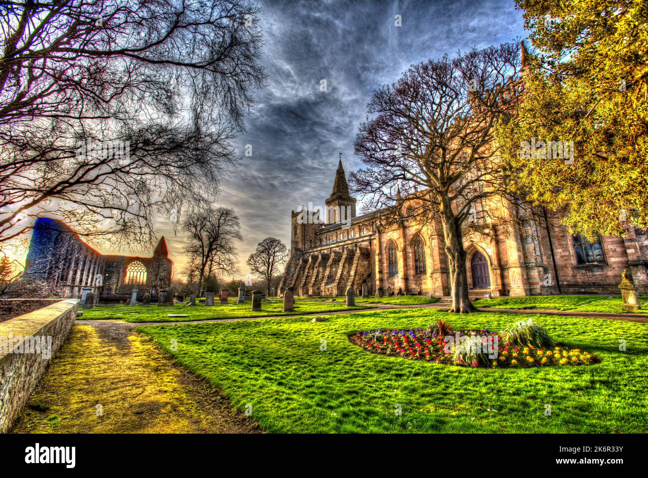 City of Dunfermline, Scotland. Artistic view of the southern façade of ...