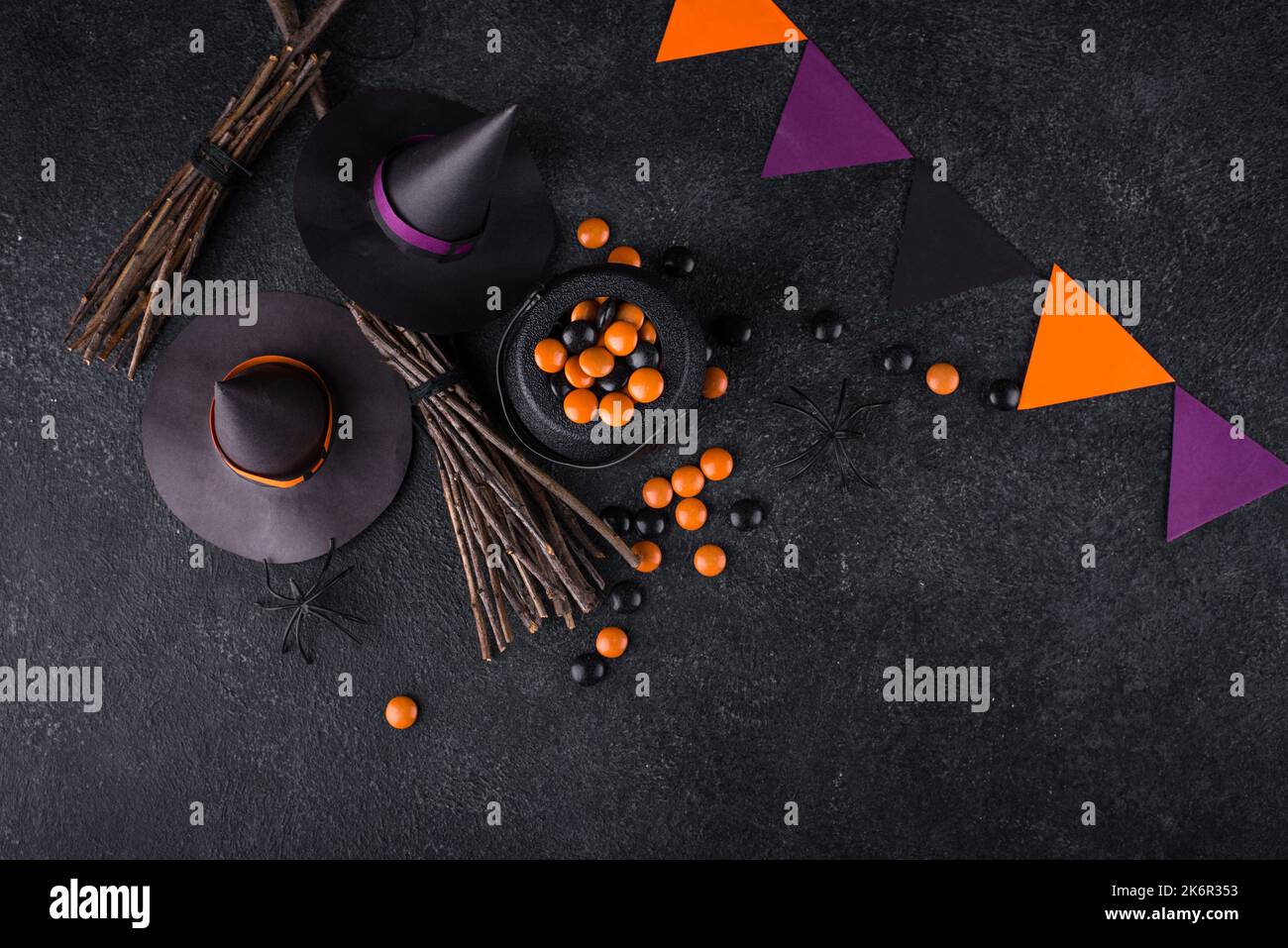 Halloween background with witches hat Stock Photo - Alamy