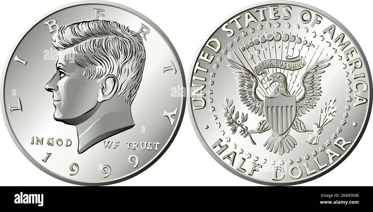 Set of United States coin Half dollar with John F Kennedy on obverse ...