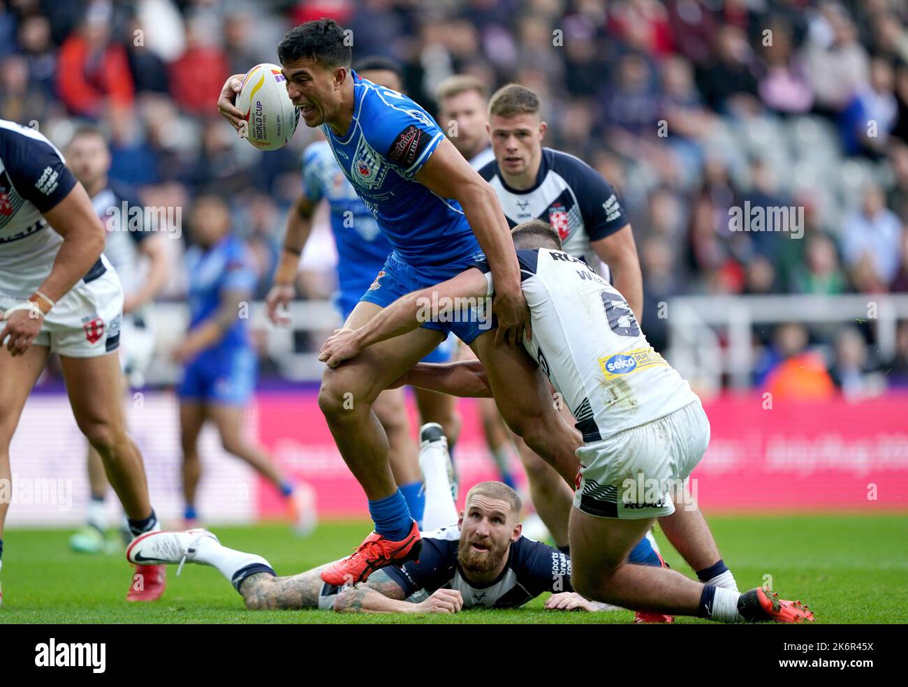 Samoa's Joseph Suaali'i breaks free during the Rugby League World Cup ...