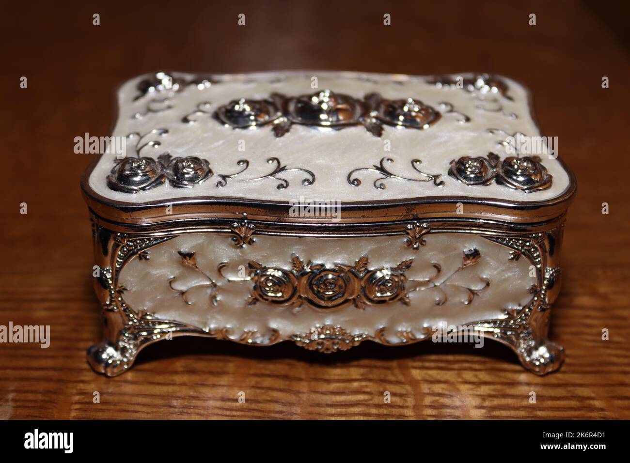 Jewerly box made with some white elements , on a brown background Stock ...