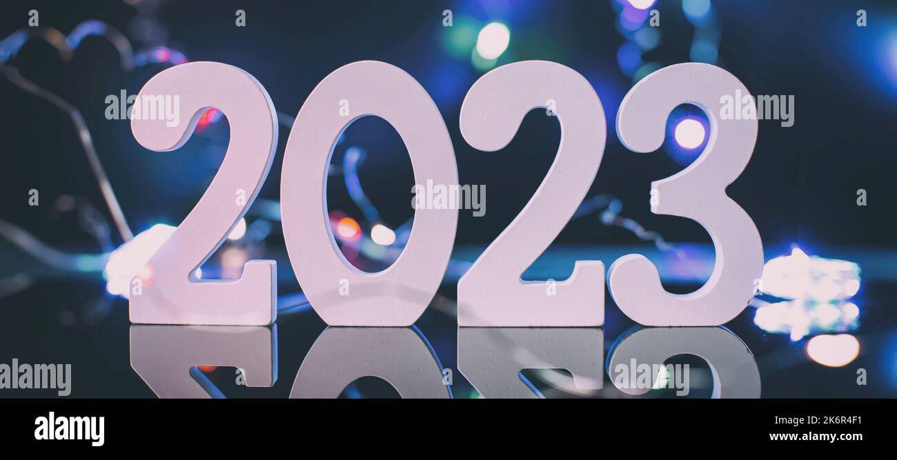2023 New Year Celebration Blurred lights in the background Stock Photo ...