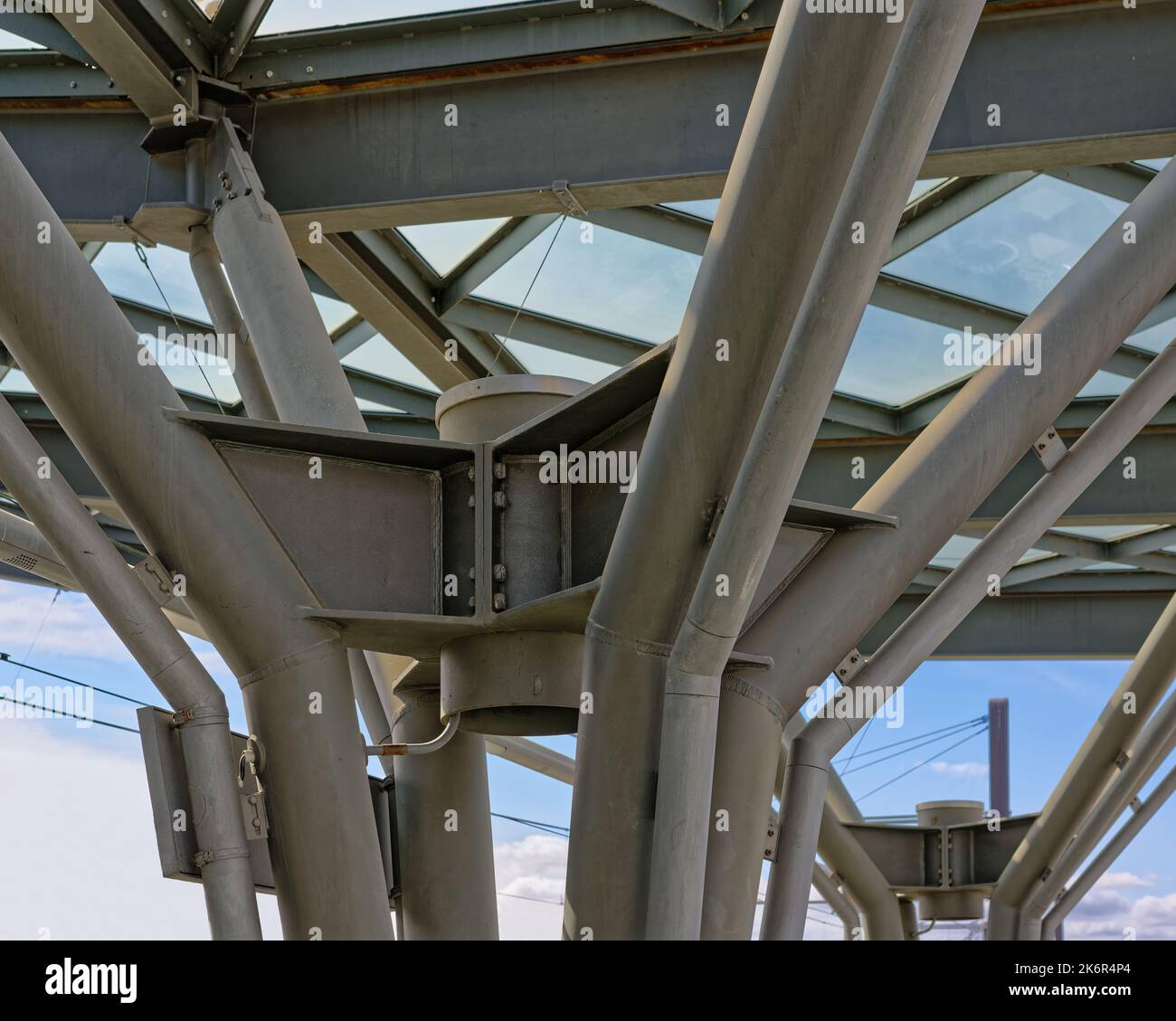 Details of structural elements for a glass roof construction Stock ...