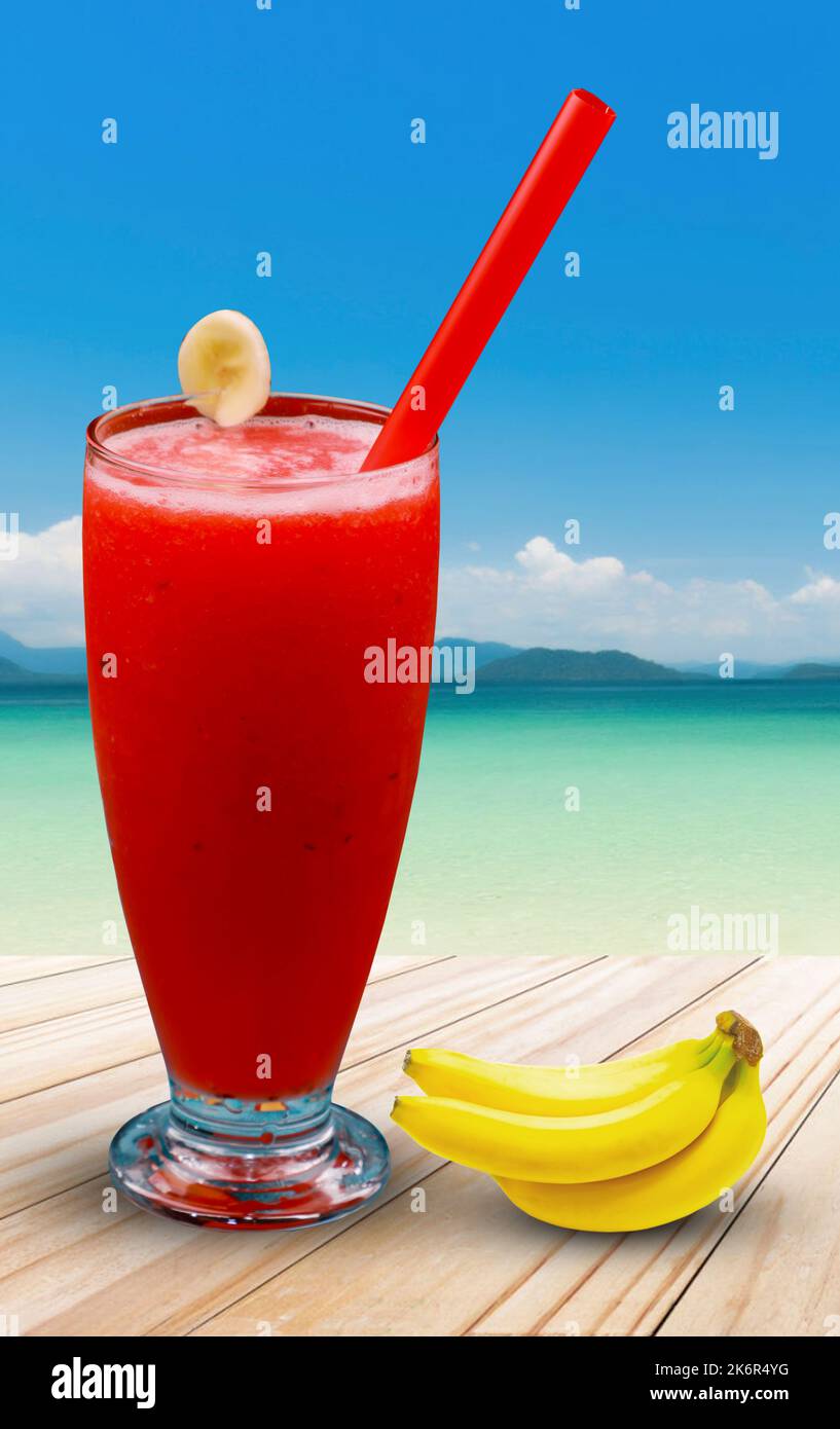 Summer fresh Red Fruit juice in Glass Stock Photo - Alamy