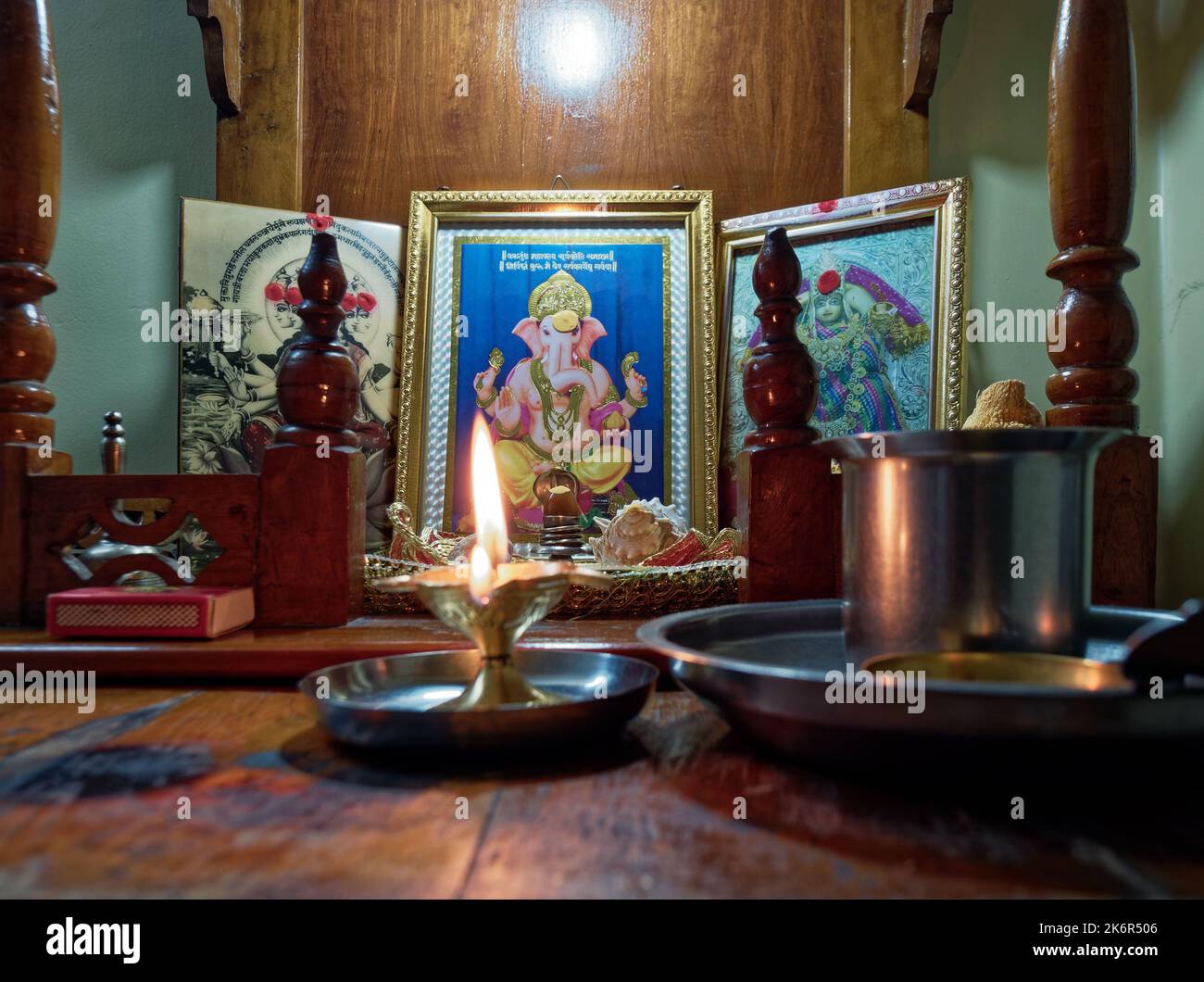 10 14 2022 Selective focused Home Puja Ghar temple Puja stuff Lord ...