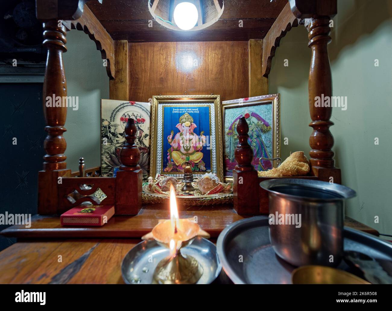 10 14 2022 Selective focused Home Puja Ghar temple Puja stuff Lord ...