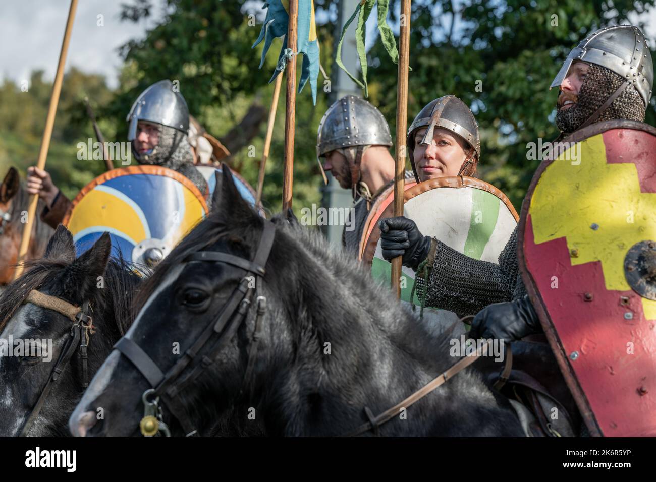 William I of Normandy' cavalry prepare for the re-enactment of The ...