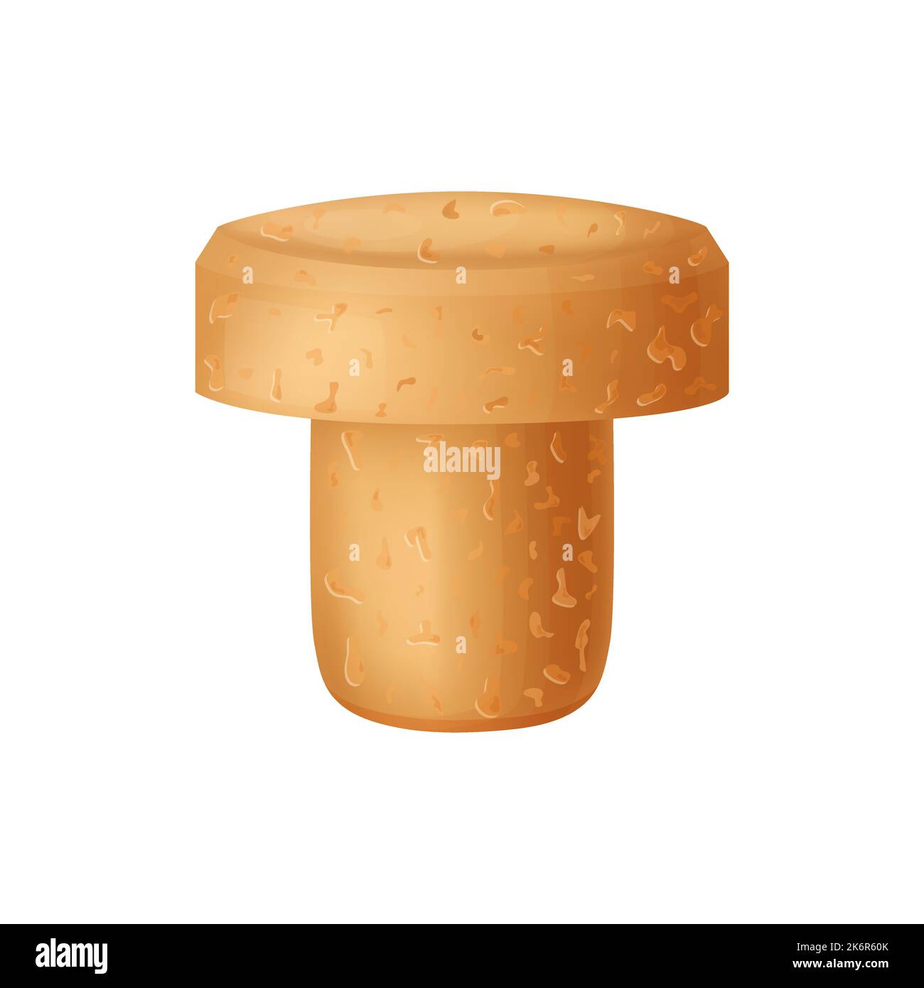 Wine cork stopper, wooden textured cartoon style. Corkwood plug with ...