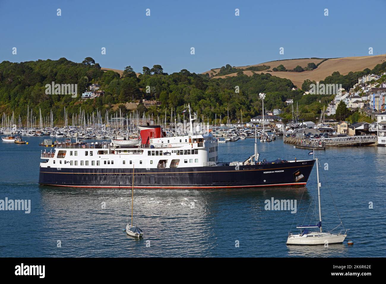 HEBRIDEAN PRINCESS heading downriver on the RIVER DART, DARTMOUTH ...